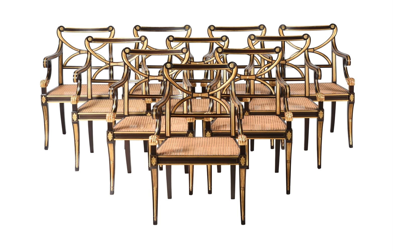 Thomas Hope | A SET OF TEN SIMULATED ROSEWOOD AND PARCEL GILT DINING ...