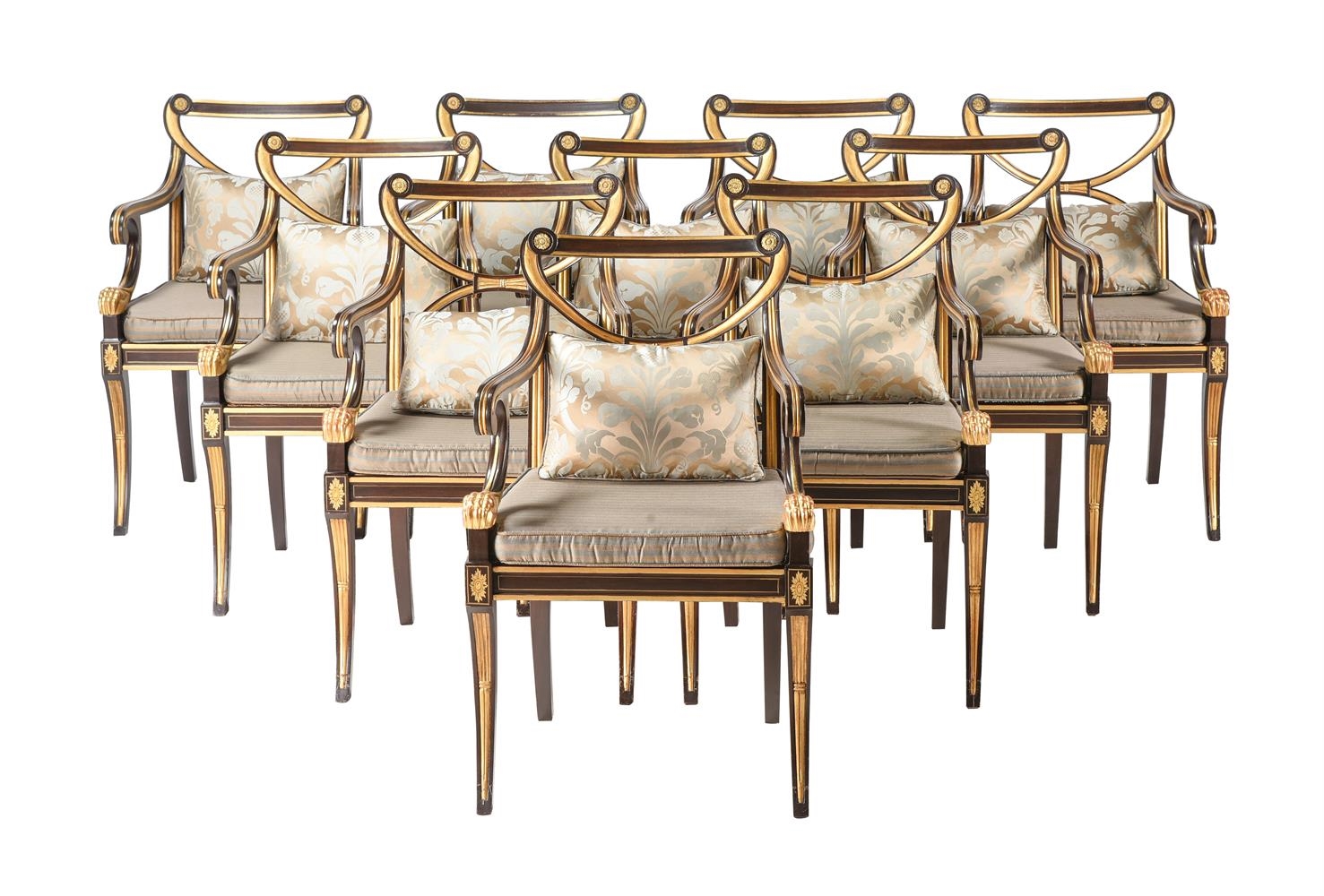Thomas Hope | A SET OF TEN SIMULATED ROSEWOOD AND PARCEL GILT DINING ...