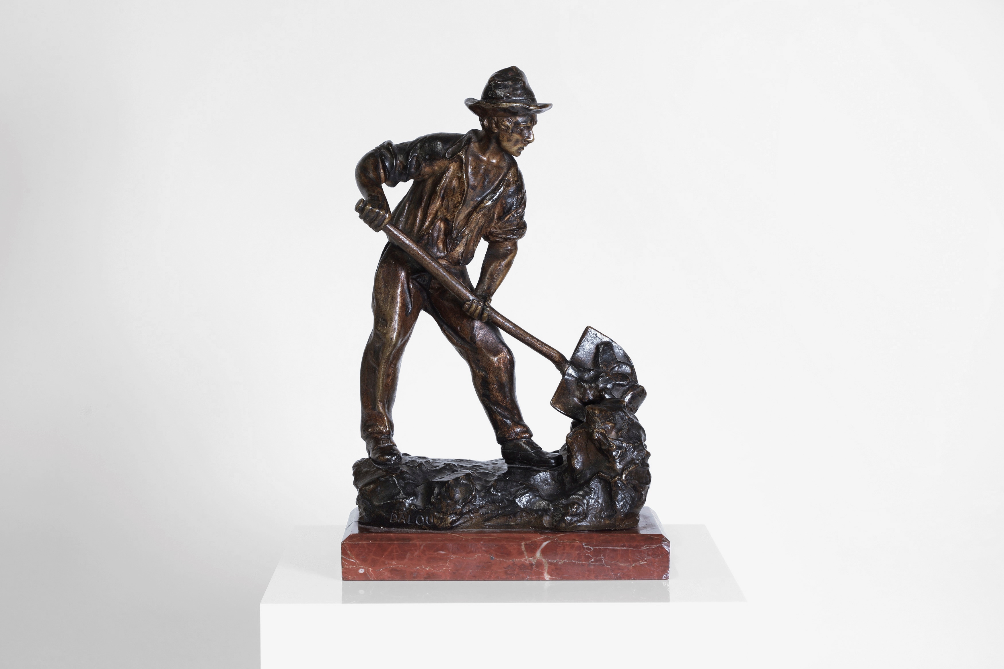 Aimé Jules Dalou | a peasant shovelling earth bronze with gold-brown ...