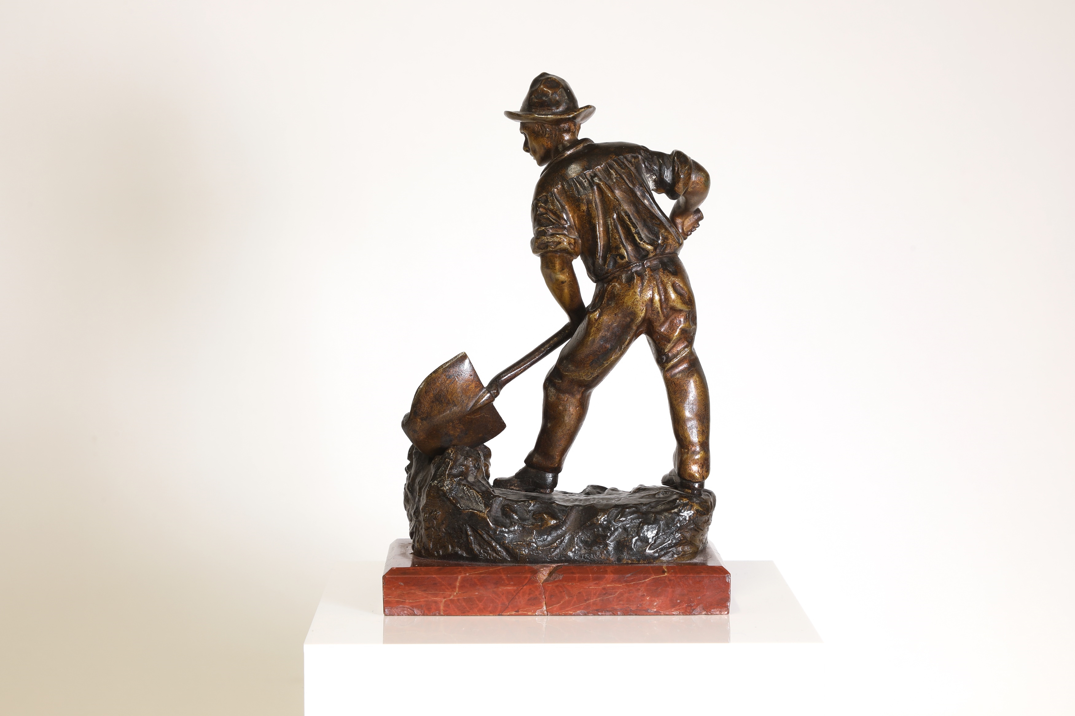 Aimé Jules Dalou | a peasant shovelling earth bronze with gold-brown ...