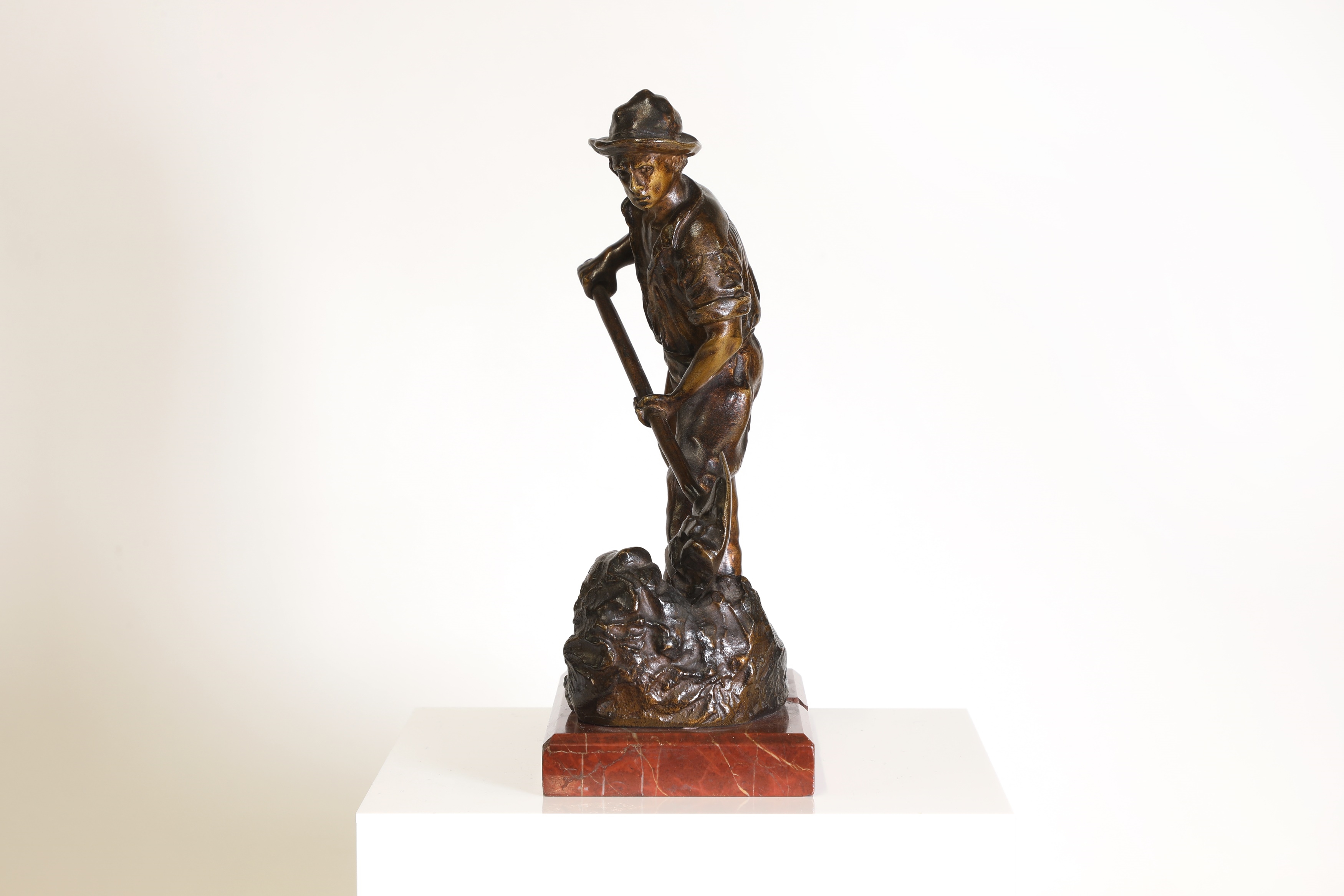 Aimé Jules Dalou | a peasant shovelling earth bronze with gold-brown ...