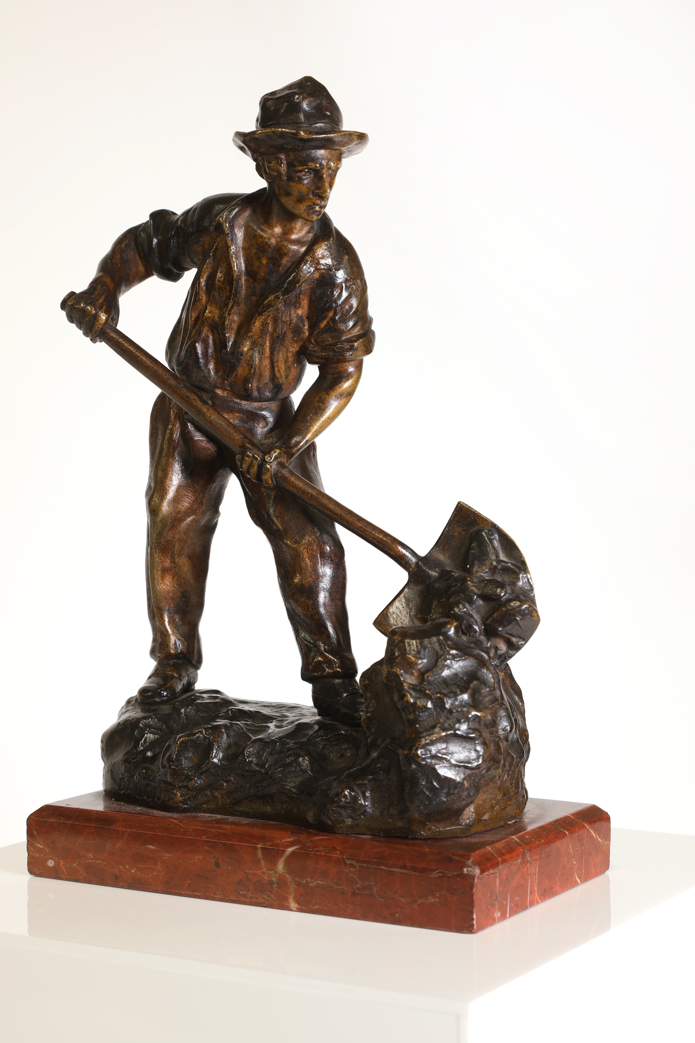 Aimé Jules Dalou | a peasant shovelling earth bronze with gold-brown ...