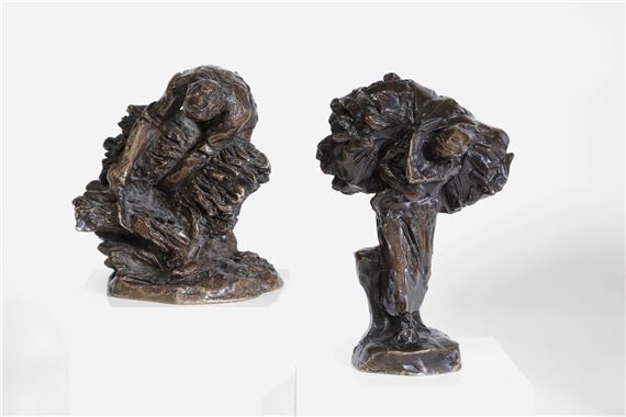 Aimé Jules Dalou | two bronze figures with dark gold patination the ...
