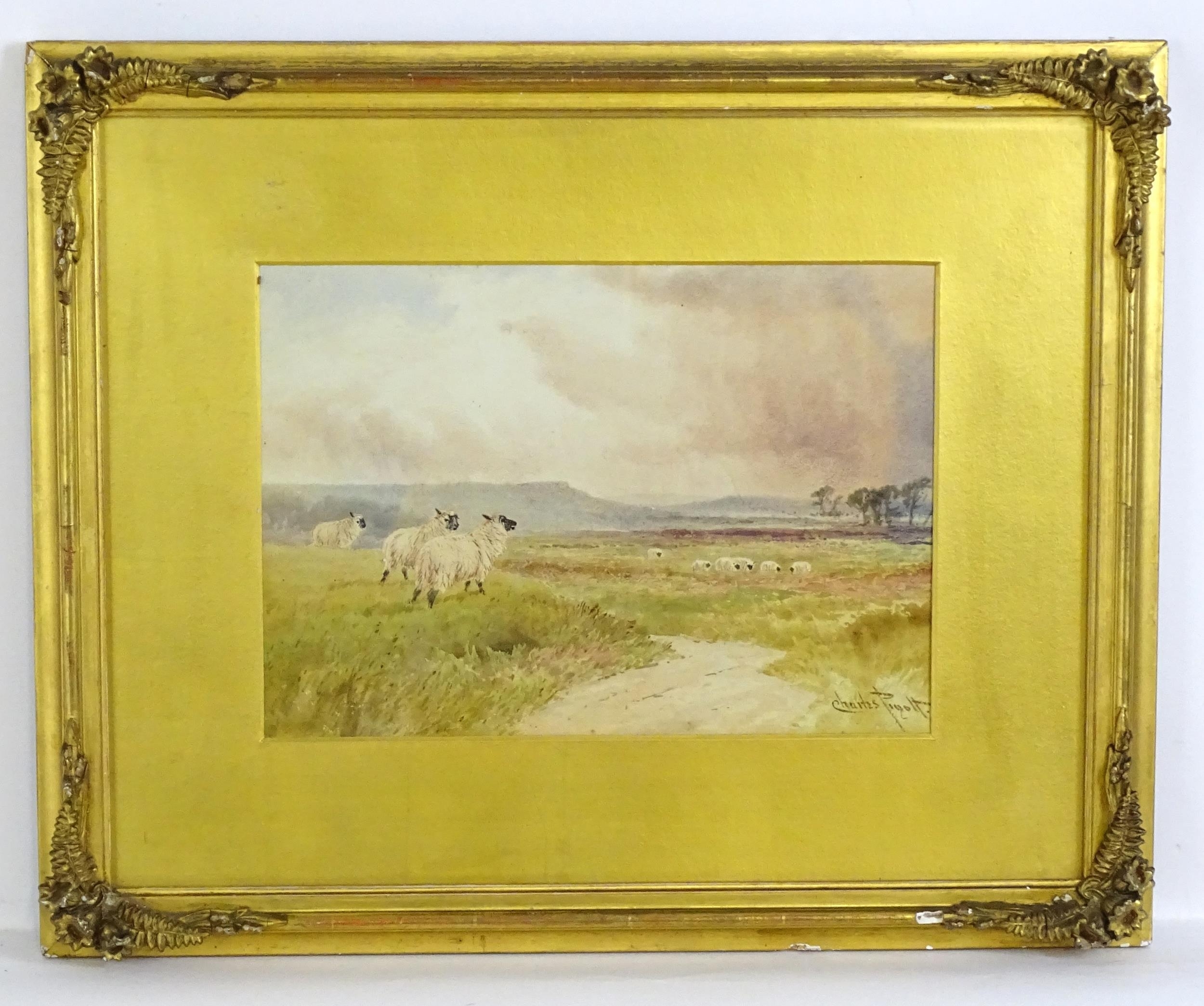 Charles Pigott | A Moorland landscape with sheep | MutualArt