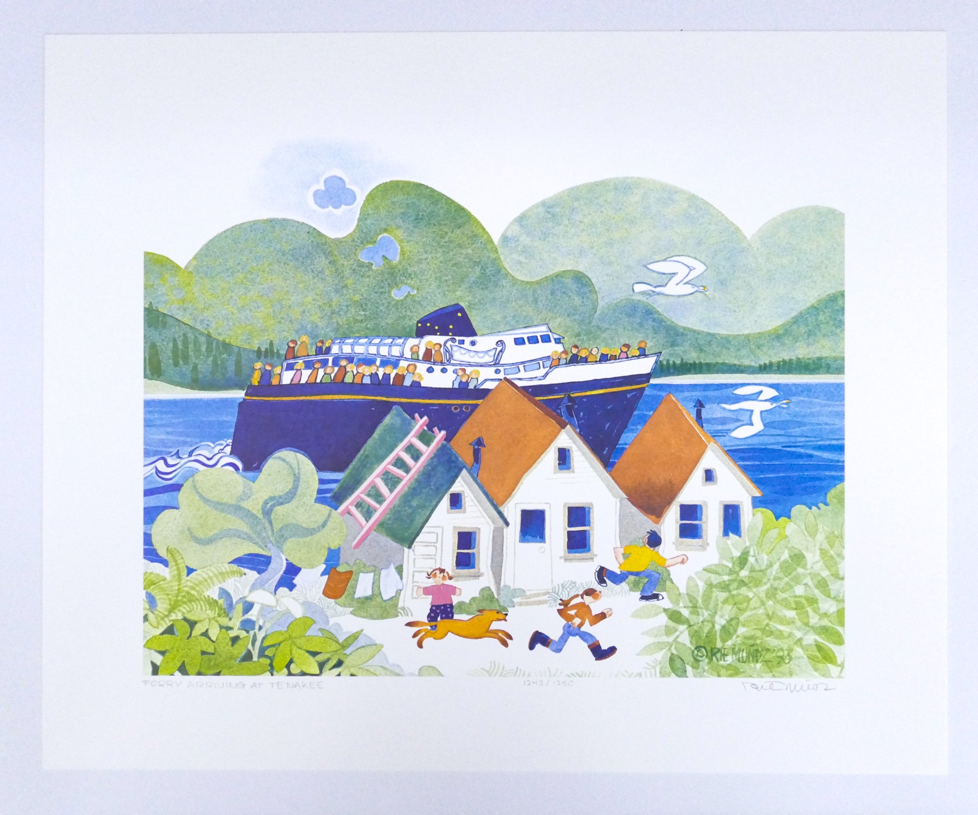 Rie Muñoz | Rie Munoz ''Ferry Arriving at Tenakee'' 1993 Signed Print ...