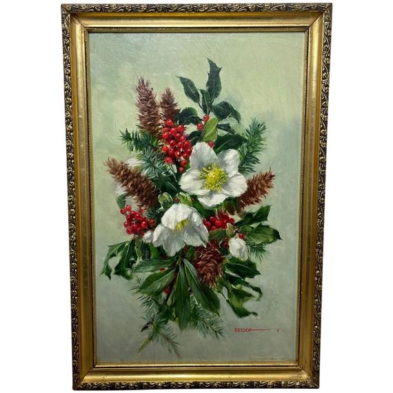 Elizabeth Bridge | STILL LIFE OF WHITE FLOWERS & RED BERRIES (20th ...
