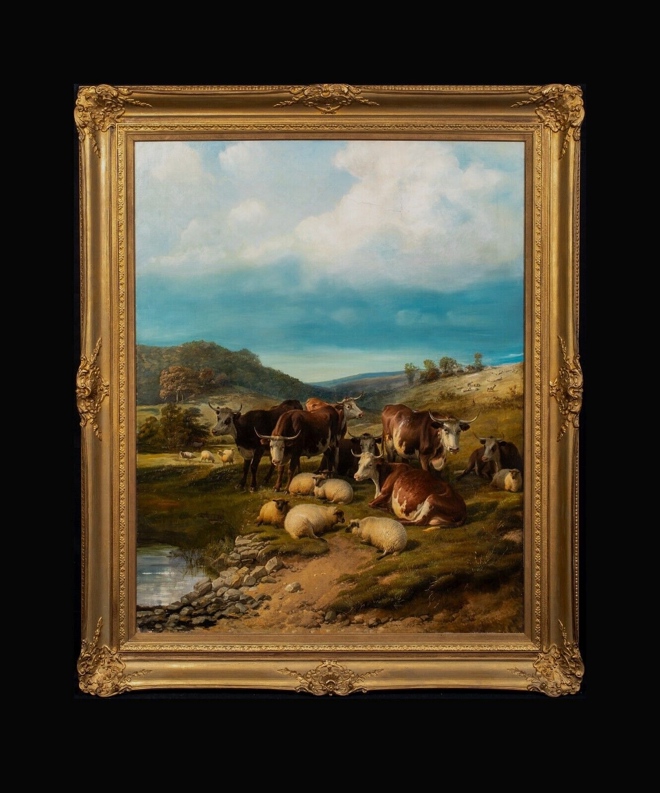 Thomas Sidney Cooper | CATTLE & SHEEP COW LANDSCAPE OIL PAINTING (19th ...