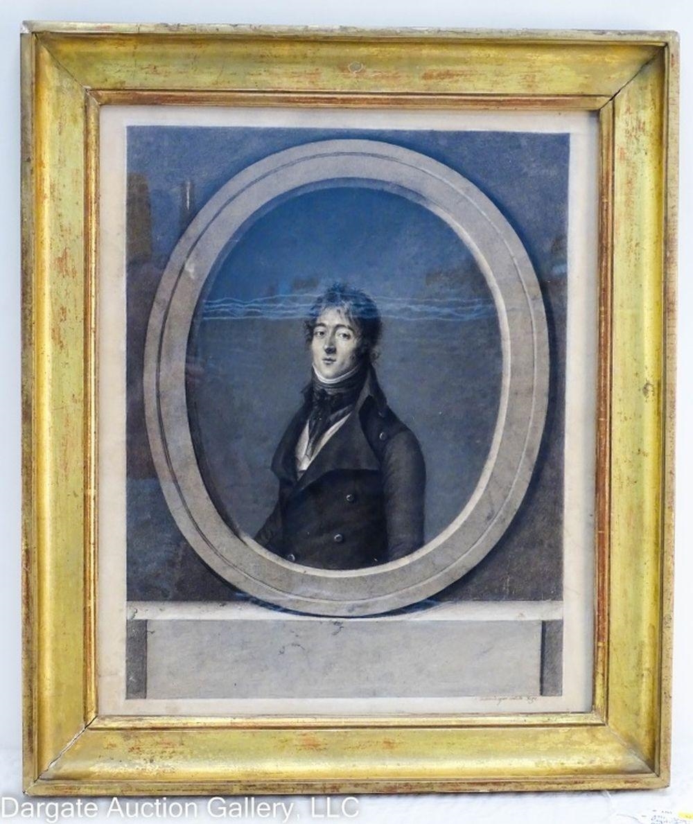 Jean Baptiste Isabey | 1767-1855) Black Crayon Portrait - Portrait of a ...