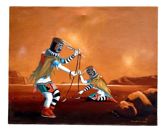 G. W. Williams | Signed G.W. Williams Kachina Oil on Canvas | MutualArt