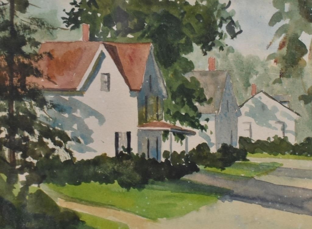 Mary O'Leary O'Leary | MARY O'LEARY WATERCOLOUR 'SUBURBAN SCENE ...