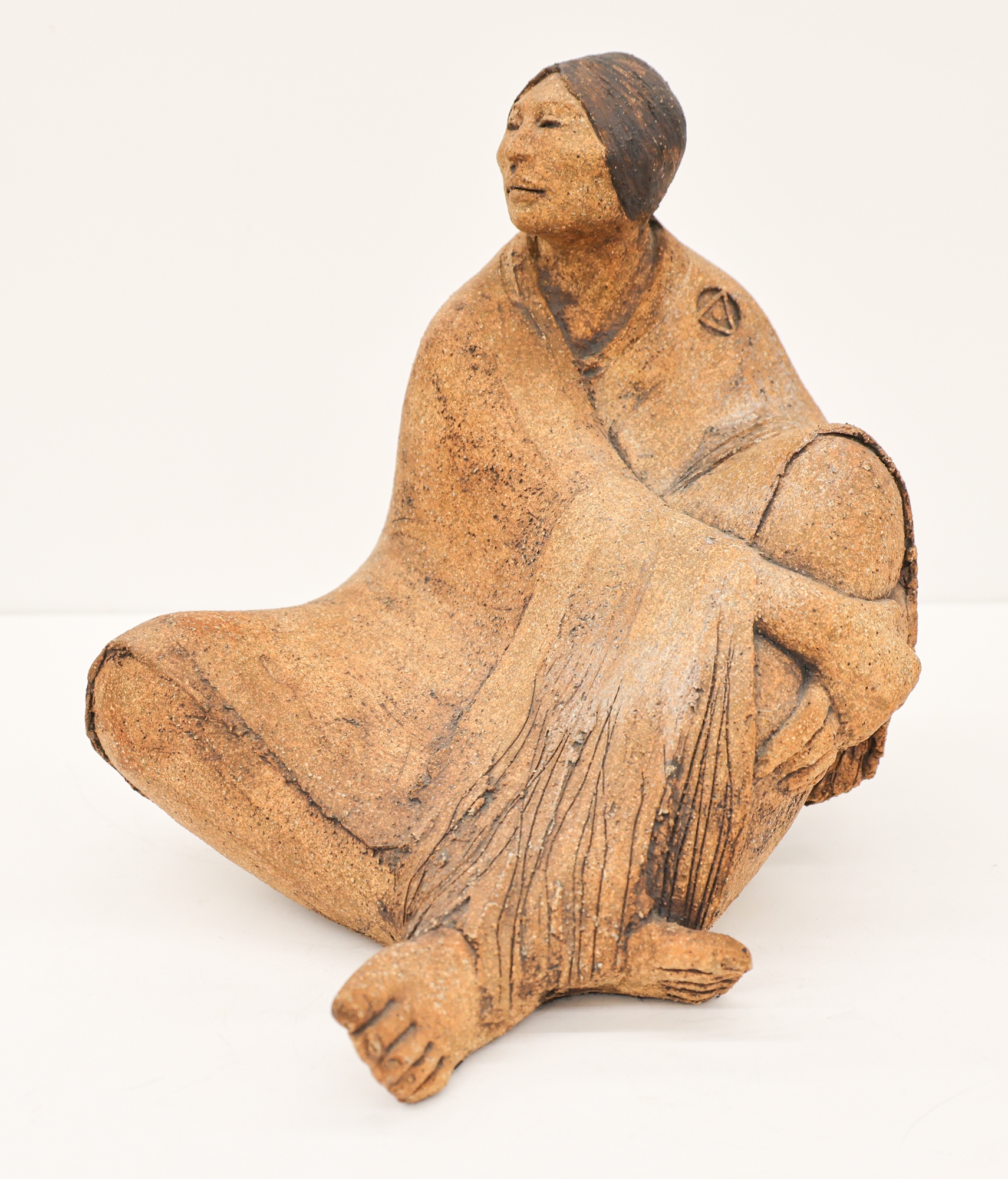 Jean Juhlin | Jean Juhlin ''Sitting Woman'' Stoneware Sculpture | MutualArt