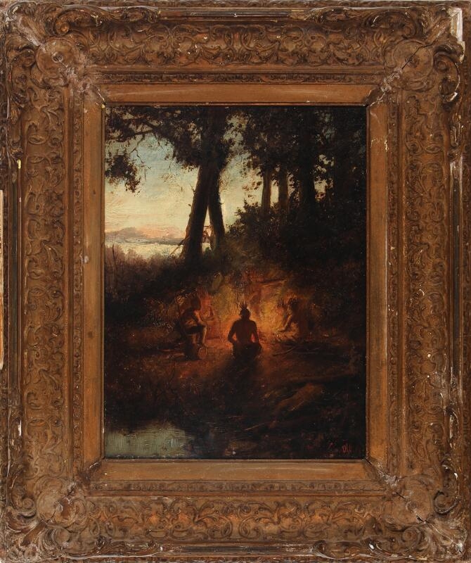 James Andrew McColvin | Campfire scene with Native Americans | MutualArt