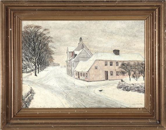 Ole Ring | View from a small town with snow covered houses | MutualArt
