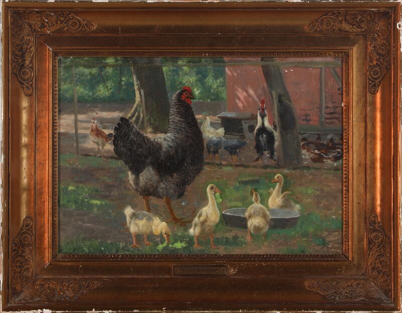 Simon Simonsen | A hen with ducklings in the chicken yard at Skovly ...