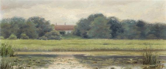 Gustaf Adolf Clemens | Landscape with water lilies on a lake (Circa ...