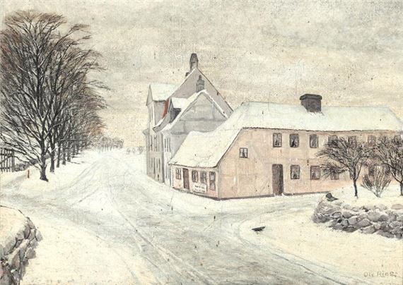 Ole Ring | View from a small town with snow covered houses | MutualArt