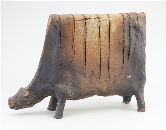 Lawson Rudge | a large stoneware sculpture of a stylised cow | MutualArt