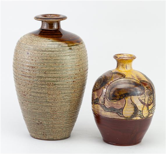 Michael Buckland | a stoneware bottle with pronounced ribbing covered ...