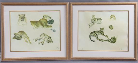 Joy Adamson | A pair of limited edition prints – studies of cheetahs ...