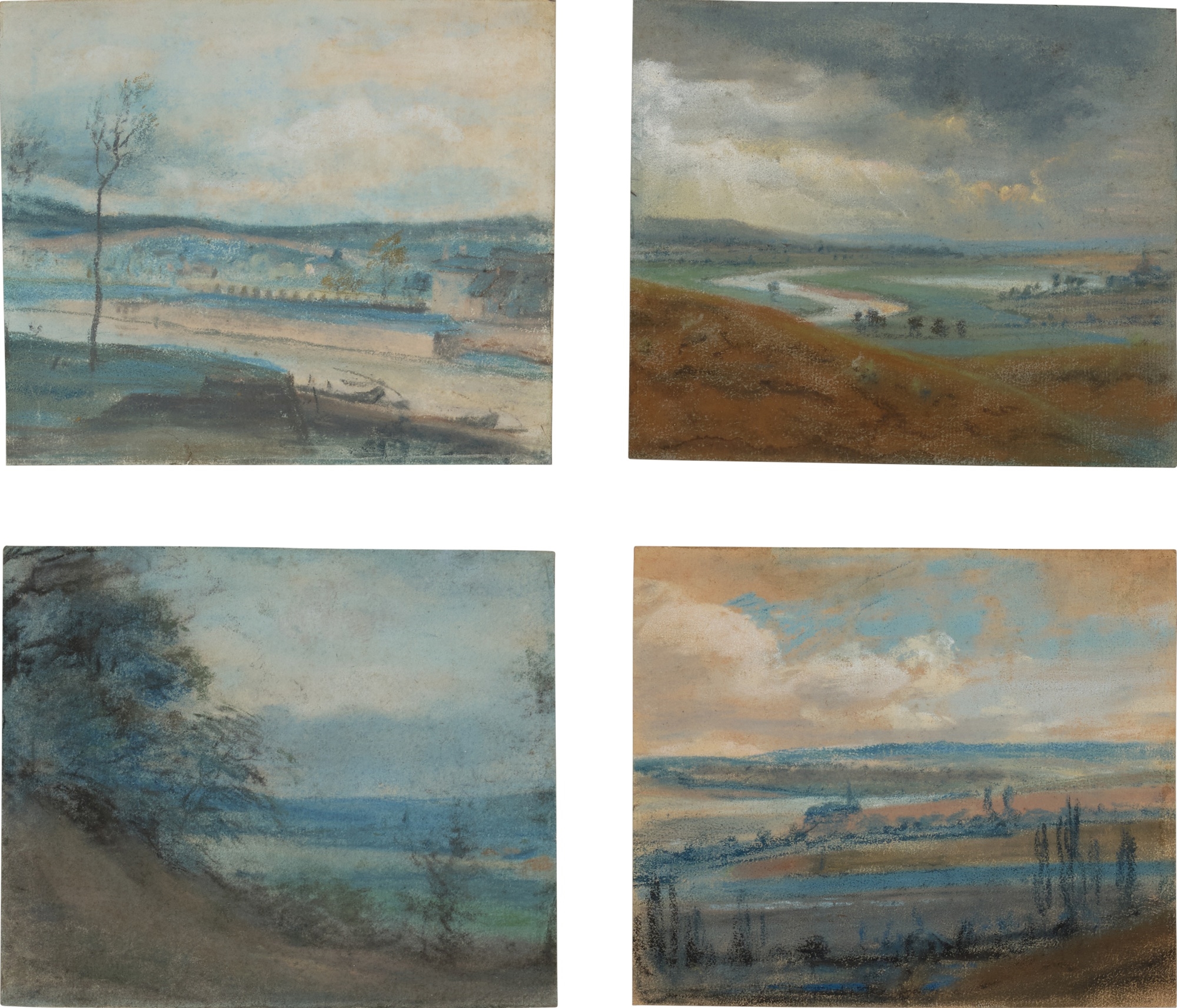 Élisabeth Vigée Le Brun | Four landscapes: A) Landscape with a River ...