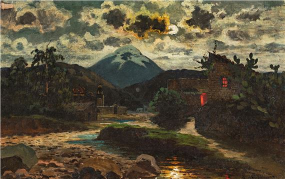 August Löhr | Paisaje con volcán (1903) | MutualArt