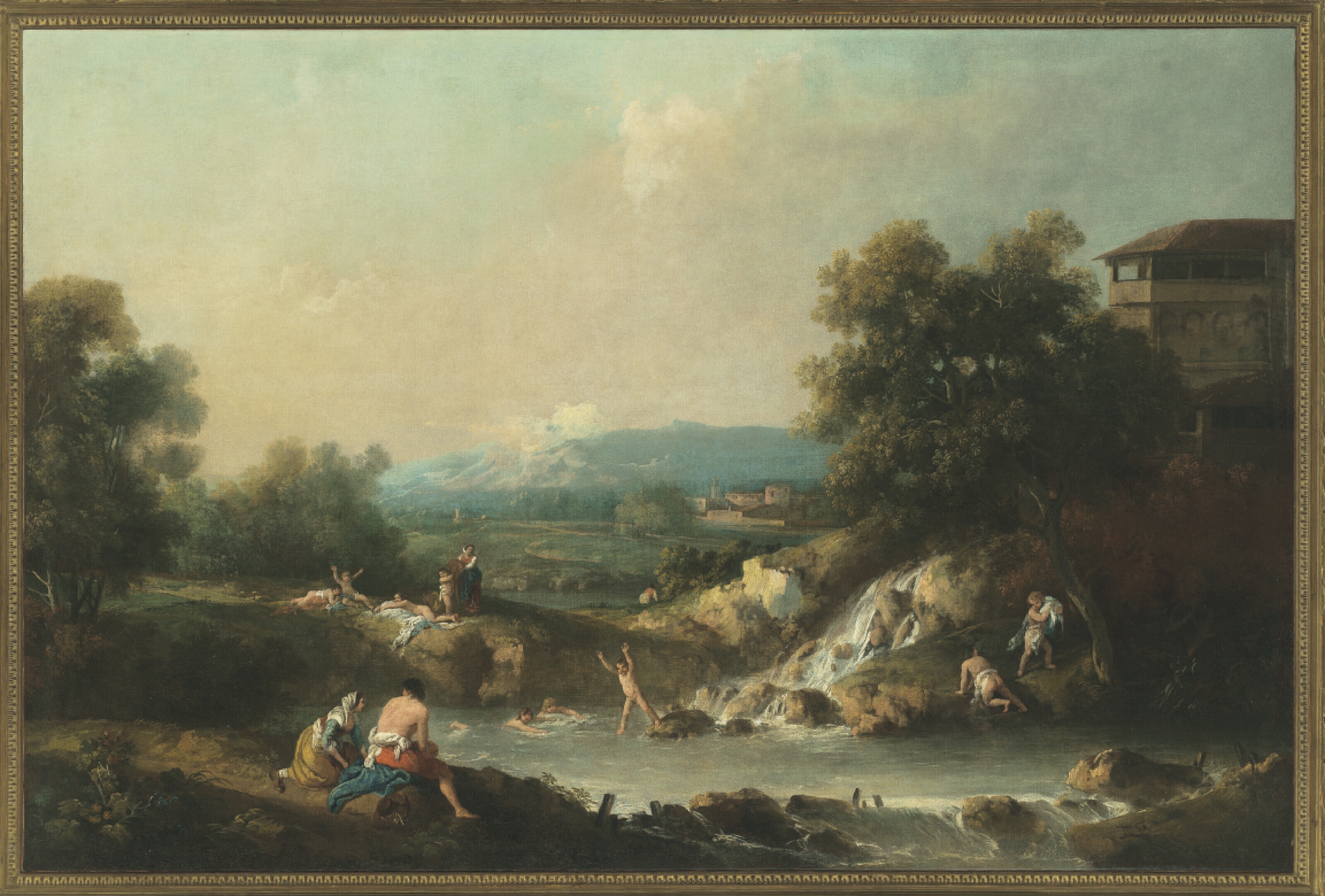 Francesco Zuccarelli | A river landscape with bathers | MutualArt