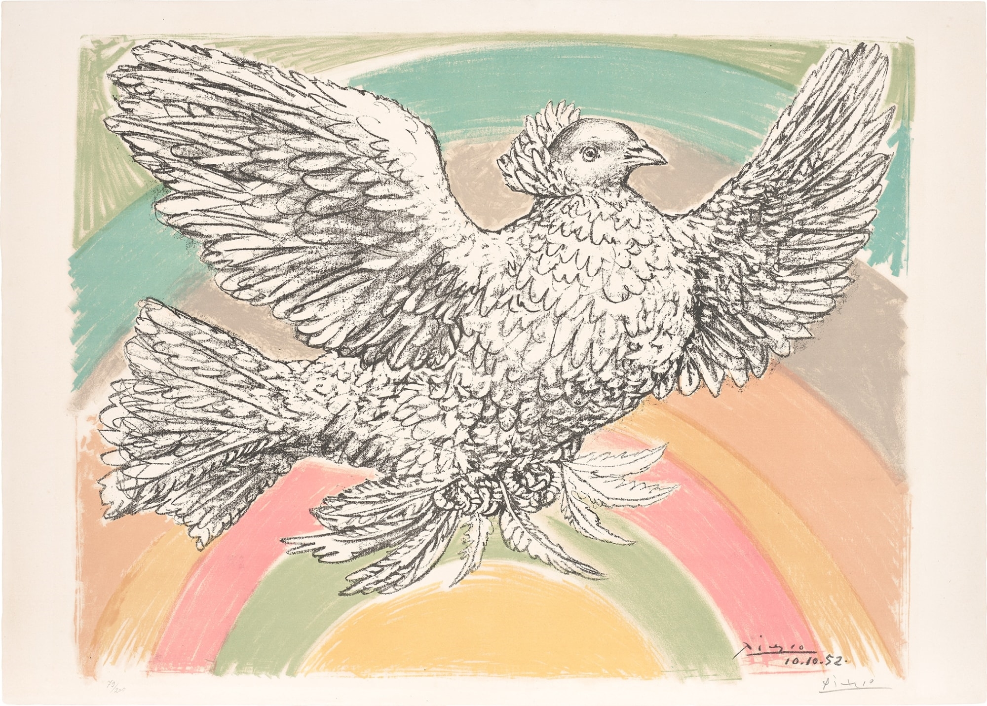 Pablo Picasso | Colombe volant (à l'Arc-en-ciel) (Flying Dove in a ...