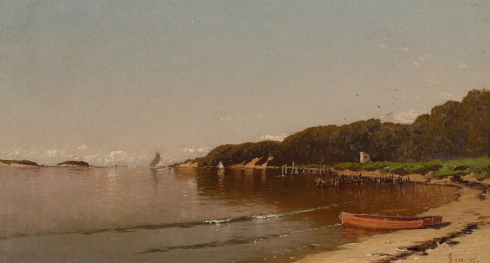 Alfred Thompson Bricher | Rocky Coastal Scene with a View of Passing ...