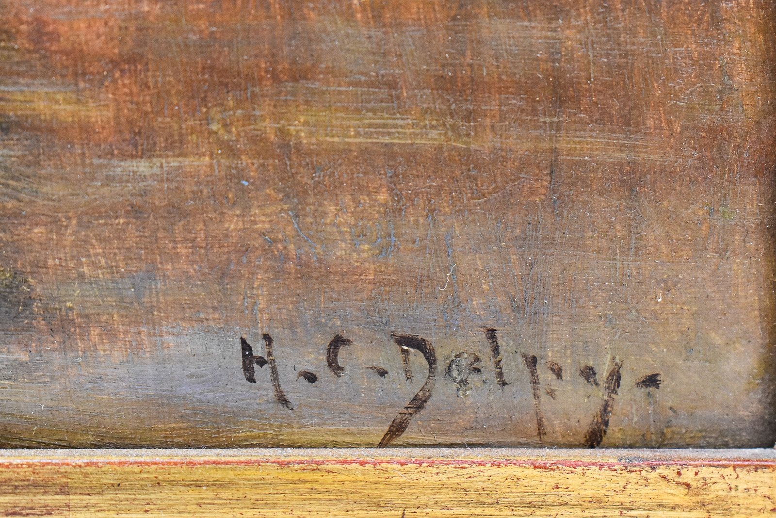 Hippolyte Camille Delpy | HC DELPY LAKESIDE SUNSET OIL PAINTING | MutualArt