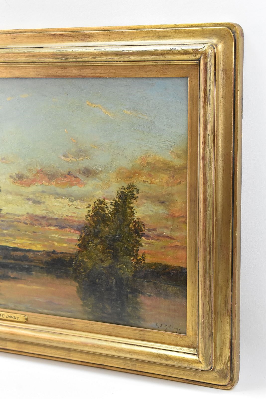 Hippolyte Camille Delpy | HC DELPY LAKESIDE SUNSET OIL PAINTING | MutualArt