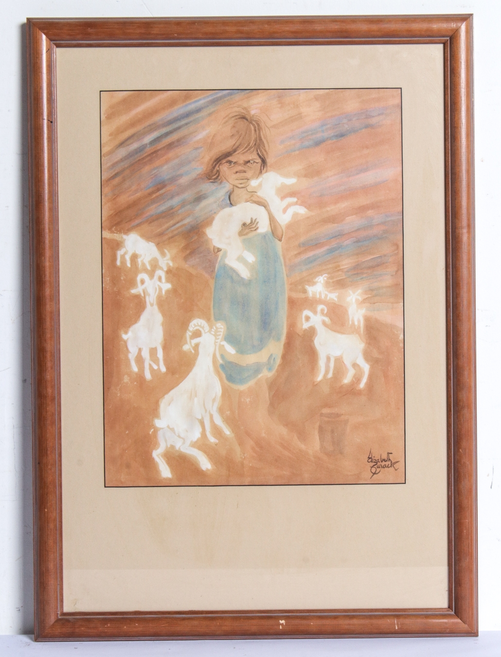 Elizabeth Durack | Figure of a First Nations child with goats | MutualArt
