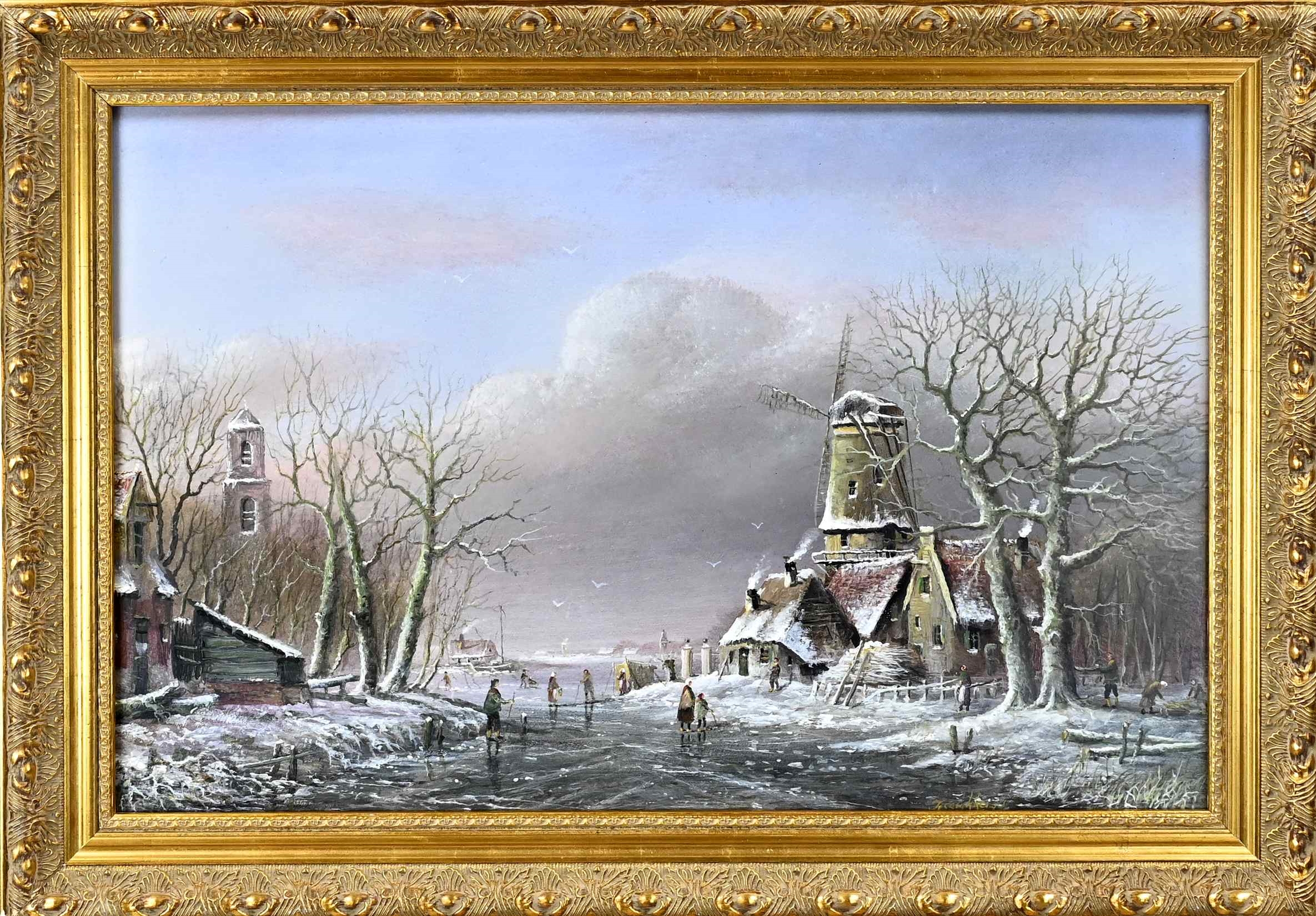 Thomas F. Heesakkers | Hollands wintergezicht met ijspret (1946 ...