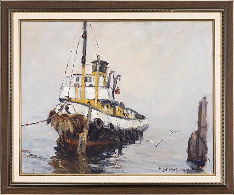William John Hopkinson | Tugboat in the Mist (1962) | MutualArt