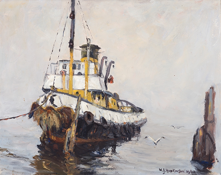 William John Hopkinson | Tugboat in the Mist (1962) | MutualArt