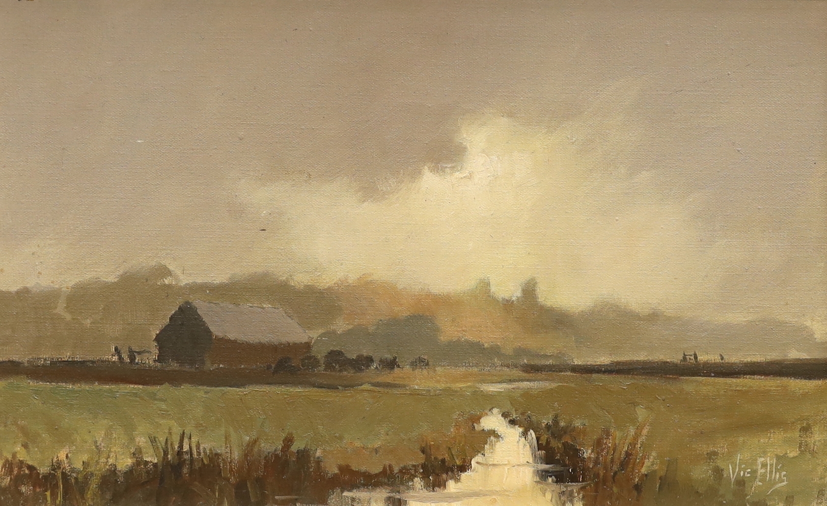Vic Ellis | landscape with farm buildings | MutualArt