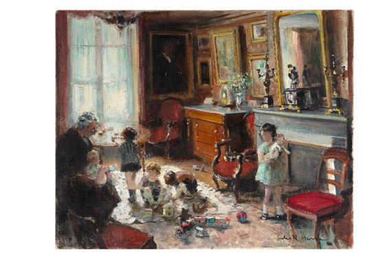 Jules René Hervé | Children playing in the living room | MutualArt