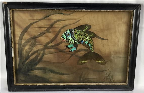 Spaj Atkinson | Butterfly Wing picture of a goldfish, signed bottom ...