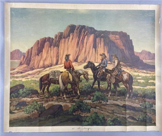Till Goodman | Till Goodan Cowboy Art Litho The Stranger (Circa 1940 ...