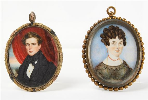 American School, 18th Century | Two Good Miniature Portraits (1830 ...