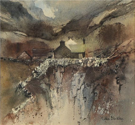 G. John Blockley | Winter Trees and a stone wall with trees beyond ...