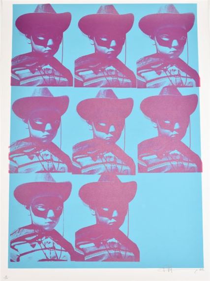 Paul Insect | Multiple Mugshot (pink on blue) | MutualArt