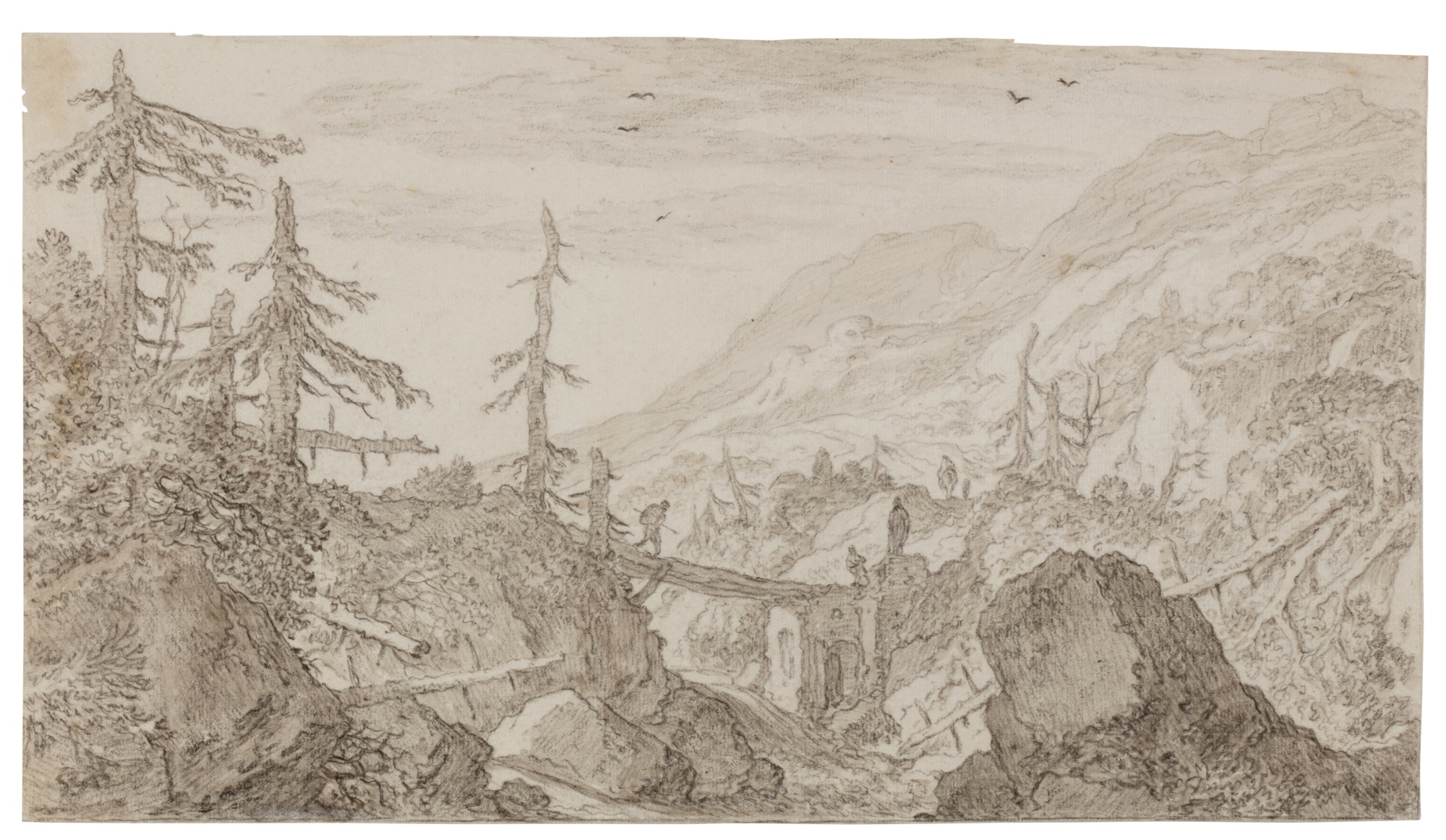 Pieter de Molyn | Mountain landscape with a bridge | MutualArt