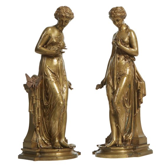 Paul Duboy | Pair of Gilt Bronze Neoclassical Maidens | MutualArt