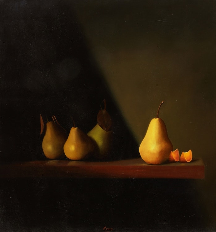 Malcolm Rains | STILL LIFE WITH SEVEN PEARS AND ORANGE SLICES (1996 ...