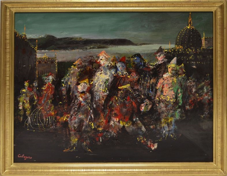 Jean Calogero | Jean CALOGERO (1922-2001) Assembly of clowns | MutualArt