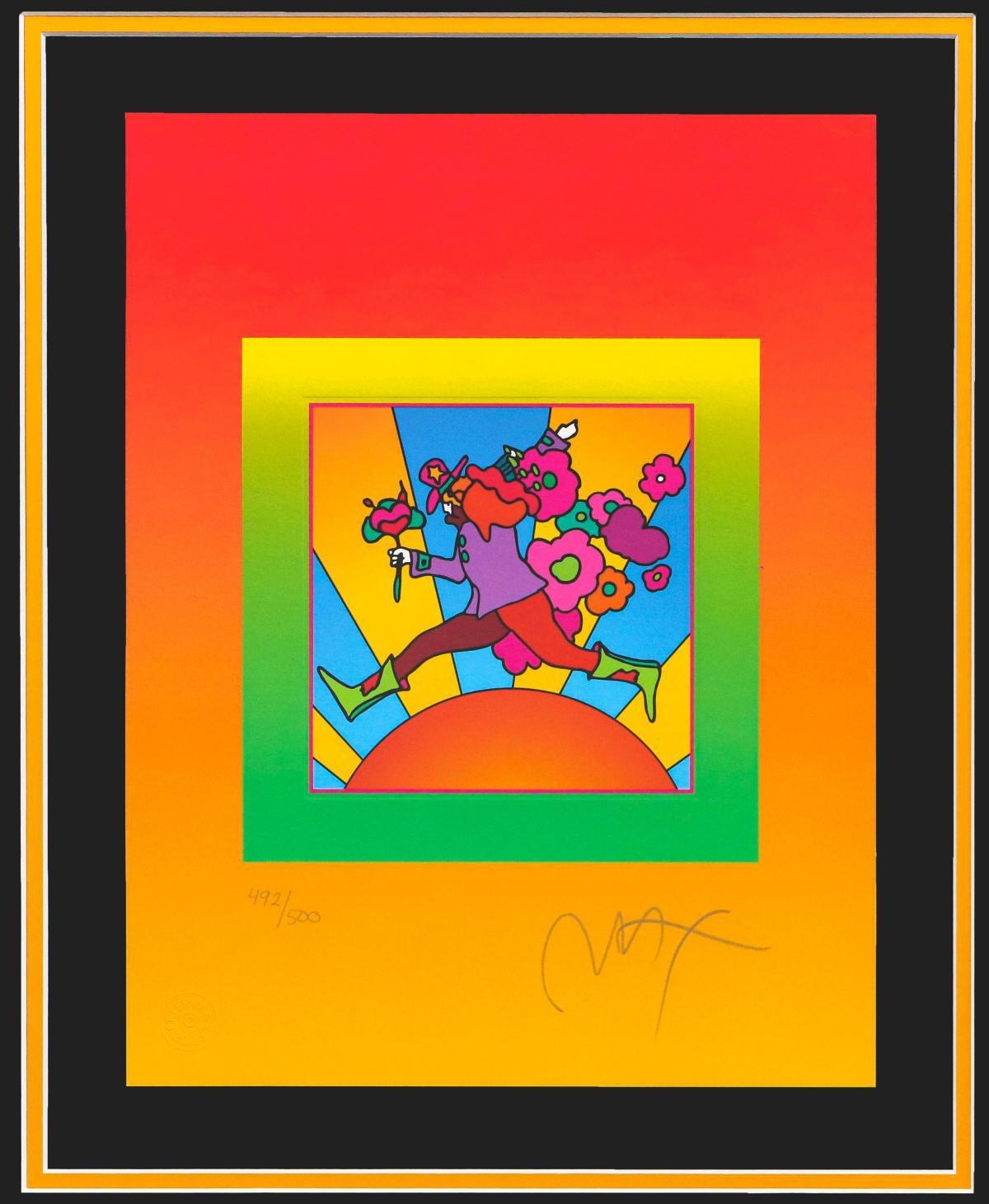 Peter Max | Flower Jumper Over Sunrise on Blends | MutualArt