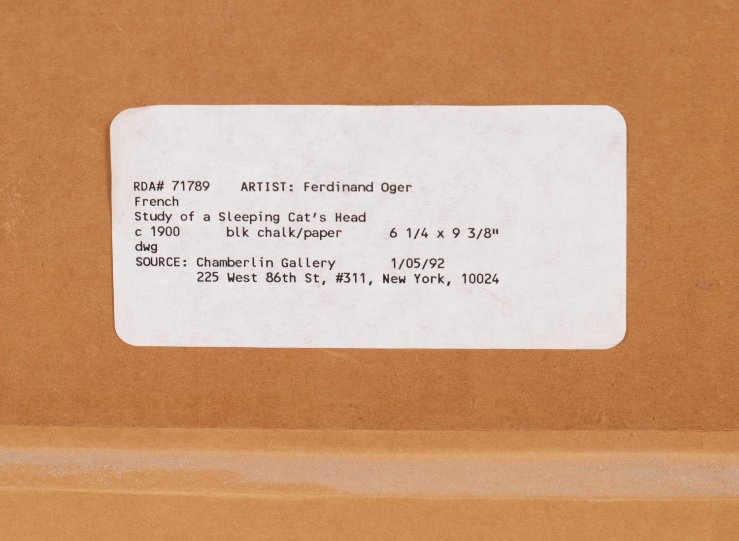 Ferdinand Oger | FERDINAND OGER 'STUDY OF SLEEPING CAT' CHARCOAL (1900 ...