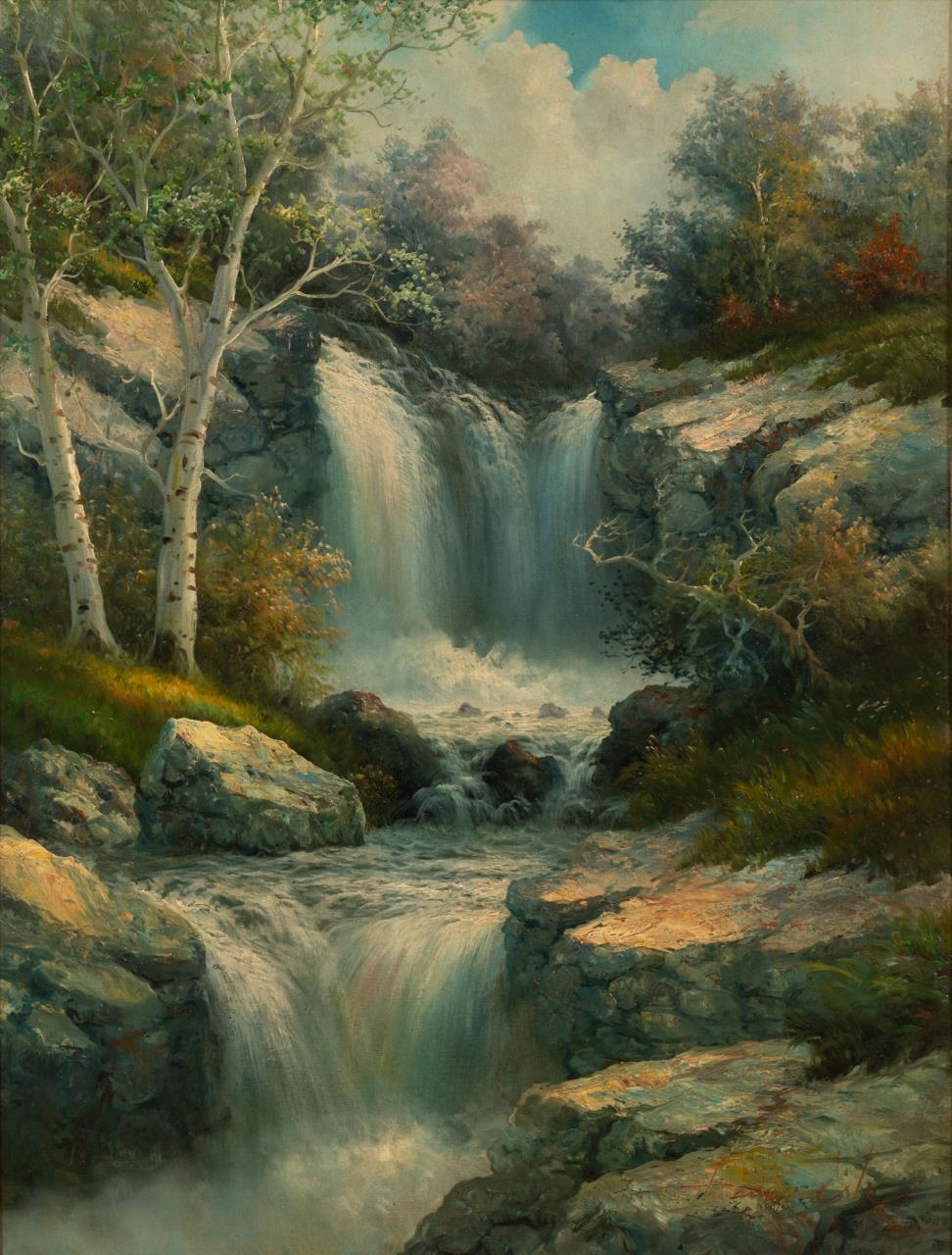 Thomas Casilear Cole | THOMAS COLE UNTITLED WATERFALL SCENE, O/C ...