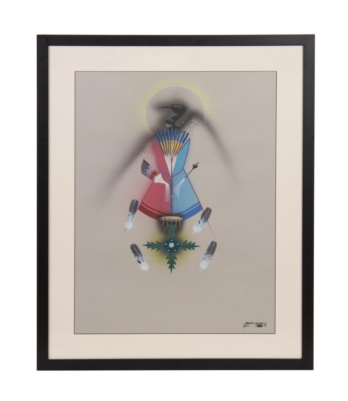 Robert Redbird | 2 ROBERT REDBIRD SR 'INDIAN PAINTINGS' MM ON PAPER ...