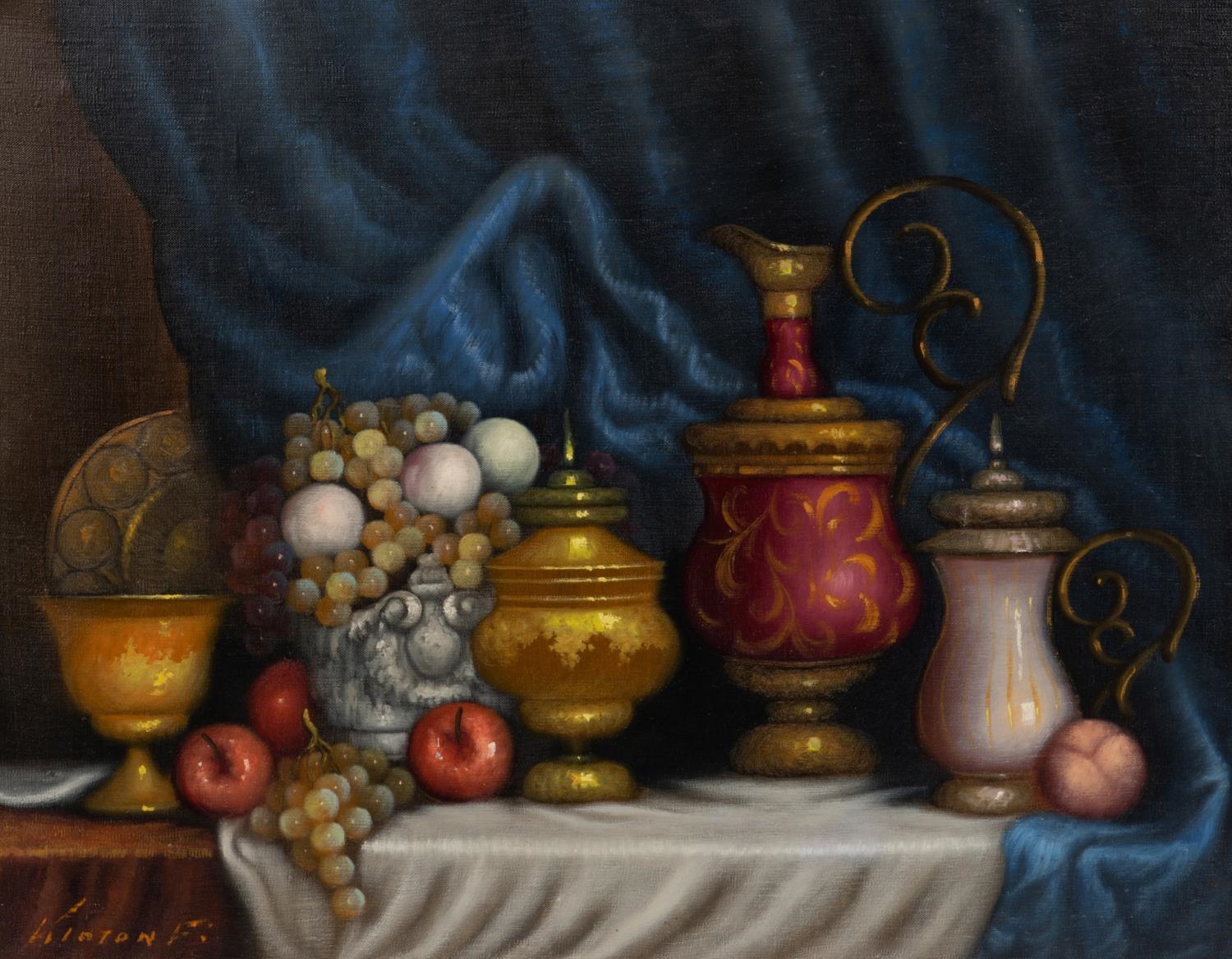 Peter Kloton | PETER KLOTON UNTITLED STILL LIFE WITH GRAPES, O/C ...